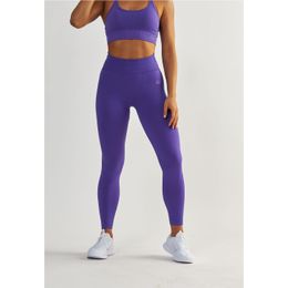 Trainingstights BESHAPED "Opschieten", Damen, Gr. L, US-Größen, lila (purpurviolett), 90% Nylon, 10% Elasthan, unifarben, lang, Hosen, mit hoher Elastizität