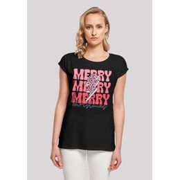 T-Shirt F4NT4STIC "Merry Weihnachten Print Leo Print", Damen, Gr. 4XL, schwarz, Obermaterial: 100% Baumwolle, regular fit, Rundhals, ohne B&uuml;ndchen, Shirts T-Shirt, Premium Qualit&auml;t, Weihnachts-Kollection