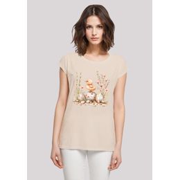 T-Shirt F4NT4STIC "Ostern K&uuml;ken Ei Blumen", Damen, Gr. 4XL, wei&szlig; (sandwei&szlig;), Obermaterial: 100% Baumwolle, regular fit, Rundhals, ohne B&uuml;ndchen, Shirts T-Shirt, Premium Qualit&auml;t
