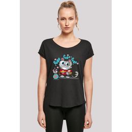 T-Shirt F4NT4STIC "Long Cut Shirt 'Big Bang Theory Bazinga Kitty'", Damen, Gr. S, schwarz, Obermaterial: 100% Baumwolle, regular fit, Rundhals, ohne B&uuml;ndchen, Shirts T-Shirt, Damen,Premium Merch,Lang,Longshirt,Bedruckt