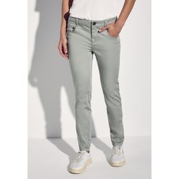 Chinohose Street One, Damen, Gr. 42, Länge 30, grün (pastel grün), Web, 97% Baumwolle, 3% Elasthan, unifarben, slim fit knöchelfrei, Hosen, Middle Waist