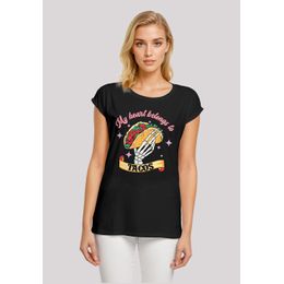 T-Shirt F4NT4STIC "My Herz belongs to tacos", Damen, Gr. 4XL, schwarz, Obermaterial: 100% Baumwolle, regular fit, Rundhals, ohne B&uuml;ndchen, Shirts T-Shirt, Premium Qualit&auml;t