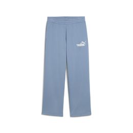 Sporthose Puma "Essentials Nature 2.0 Comfort Logo Straight Hose Damen", Damen, Gr. L, Normalgrößen, cool blau, Obermaterial: 68% Baumwolle, 32% Polyester; Taschenfutter: 100% Baumwolle, bedruckt, comfort fit, Hosen