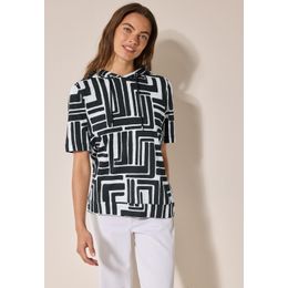 Kapuzenshirt Cecil, Damen, Gr. M (40), blau (universal blau), Web, 50% Modal, 50% Baumwolle, bedruckt, gerade normal, ohne Ausschnitt, B&uuml;ndchen, Shirts Kapuzenshirt, im soften Baumwoll-Mix