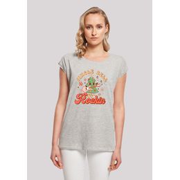 T-Shirt F4NT4STIC "Jingle Bell Rockin Weihnachten", Damen, Gr. XL, grau (erdgrau), Obermaterial: 100% Baumwolle, regular fit, Rundhals, ohne B&uuml;ndchen, Shirts T-Shirt, Premium Qualit&auml;t, Weihnachts-Kollection
