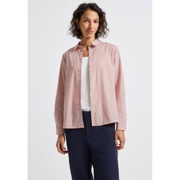 Langarmbluse Street One, Damen, Gr. 40, rosa (faded rose), Web, 100% Baumwolle, gestreift, normal normal, V-Ausschnitt, B&uuml;ndchen, Blusen, aus reiner Baumwolle