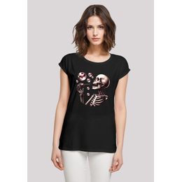 T-Shirt F4NT4STIC "Niedliches Goth Skelett Herz Seifenblasen", Damen, Gr. 4XL, schwarz, Obermaterial: 100% Baumwolle, regular fit, Rundhals, ohne B&uuml;ndchen, Shirts T-Shirt, Premium Qualit&auml;t