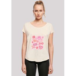 T-Shirt F4NT4STIC "Retro Valentinstag Herz Rainbow Fruits", Damen, Gr. L, wei&szlig; (sandwei&szlig;), Obermaterial: 100% Baumwolle, regular fit, Rundhals, ohne B&uuml;ndchen, Shirts T-Shirt, Premium Qualit&auml;t