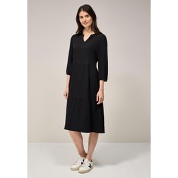 Midikleid Cecil, Damen, Gr. XXL46, US-Gr&ouml;&szlig;en, schwarz, Stoff, 56% Viskose, 43% Polyester, 1% Elasthan, unifarben, normal knielang, Rundhals, B&uuml;ndchen, Kleider Midikleid, knielang