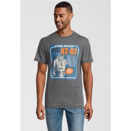 T-Shirt Recovered "Star Wars R2D2 Remote Control", Damen, Gr. M, grau, 55% Baumwolle, 45% Polyester, bedruckt, normal, Rundhals, Shirts T-Shirt, im zeitlosen Design