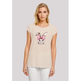 T-Shirt F4NT4STIC "Niedlicher Hase mit Schleife", Damen, Gr. 4XL, weiß (sandweiß), Obermaterial: 100% Baumwolle, regular fit, Rundhals, ohne Bündchen, Shirts T-Shirt, Premium Qualität