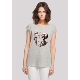 T-Shirt F4NT4STIC "Niedliches Goth Skelett Herz Seifenblasen", Damen, Gr. 4XL, grau (erdgrau), Obermaterial: 100% Baumwolle, regular fit, Rundhals, ohne B&uuml;ndchen, Shirts T-Shirt, Premium Qualit&auml;t