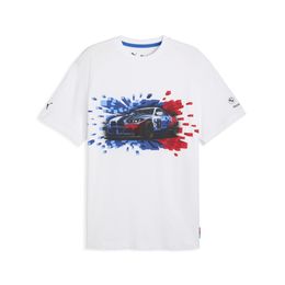 T-Shirt Puma "BMW M Motorsport Graphic Mono T-Shirt Herren", Herren, Gr. L, weiß, Obermaterial: 100% Baumwolle; Rippe: 71% Baumwolle, 29% Polyester, clean, relaxed fit, Rundhals, Shirts