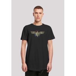 T-Shirt F4NT4STIC "Captain Marvel Chest Emblem", Damen, Gr. XL, schwarz, Obermaterial: 100% Baumwolle, regular fit, Rundhals, ohne B&uuml;ndchen, Shirts T-Shirt, Herren,Premium Merch,Lang,Longshirt,Logo Print