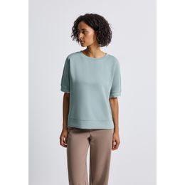T-Shirt Street One, Damen, Gr. 36, arona blau, Stoff, 46% Modal, 46% Polyester, 8% Elasthan, unifarben, normal normal, Rundhals, abgesteppt, Shirts, mit Rundhalsausschnitt
