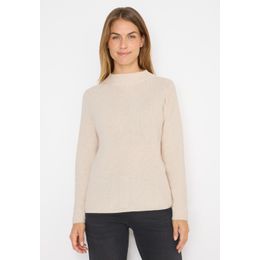 Strickpullover Cecil, Damen, Gr. L (42), oat milk beige melange, Web, 100% Baumwolle, unifarben, comfort fit normal, Rundhals, abgesteppt, Pullover, aus reiner Baumwolle