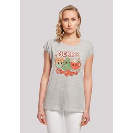 T-Shirt F4NT4STIC "Merry Weihnachten Cozy And Cute", Damen, Gr. 4XL, grau (erdgrau), Obermaterial: 100% Baumwolle, regular fit, Rundhals, ohne B&uuml;ndchen, Shirts T-Shirt, Premium Qualit&auml;t, Weihnachts-Kollection
