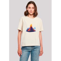 T-Shirt F4NT4STIC "Vulkanausbruch", Damen, Gr. L, wei&szlig; (sandwei&szlig;), Obermaterial: 100% Baumwolle, oversize, Rundhals, ohne B&uuml;ndchen, Shirts T-Shirt, Premium Qualit&auml;t