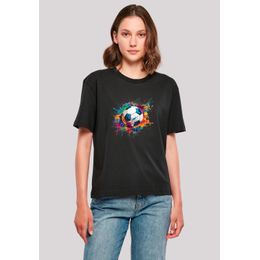 T-Shirt F4NT4STIC "Bunte Fußball Grafik", Damen, Gr. L, schwarz, Obermaterial: 100% Baumwolle, oversize, Rundhals, ohne Bündchen, Shirts, Premium Qualität