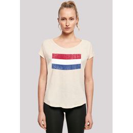 T-Shirt F4NT4STIC "Netherlands NIederlande Holland Flagge distressed", Damen, Gr. L, beige (sandwei&szlig;), Obermaterial: 100% Baumwolle, regular fit, Rundhals, ohne B&uuml;ndchen, Shirts T-Shirt, Print