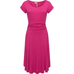 Sommerkleid Ragwear "Yvone Solid", Damen, Gr. M (38), Normalgrößen, pink (magenta), Material: 95% Viskose, 5% Elasthan, figurbetont knieumspielend, Rundhals, Ärmel ohne Ärmelschlitz, Kleider, leichtes Jersey-Kleid mit Taillengürtel