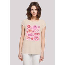 T-Shirt F4NT4STIC "Retro Valentinstag Herz Rainbow Fruits", Damen, Gr. 4XL, wei&szlig; (sandwei&szlig;), Obermaterial: 100% Baumwolle, regular fit, Rundhals, ohne B&uuml;ndchen, Shirts T-Shirt, Premium Qualit&auml;t