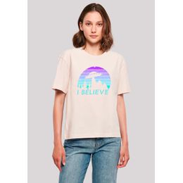 T-Shirt F4NT4STIC "I BELIEVE UFO Alien Raumschiff Retro", Damen, Gr. L, pink, Obermaterial: 100% Baumwolle, oversize, Rundhals, ohne B&uuml;ndchen, Shirts T-Shirt, Premium Qualit&auml;t