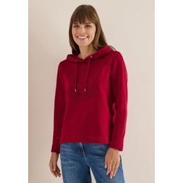 Cecil Damen Langarmshirtbeaujolais rot, Gr. XXL, unifarben, Web, 83% Baumwolle, 17% Polyester, Shirts, mit Kapuze