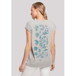 T-Shirt F4NT4STIC "Blumenmuster Blau", Damen, Gr. 4XL, grau (erdgrau), Obermaterial: 100% Baumwolle, regular fit, Rundhals, ohne Bündchen, Shirts, Print