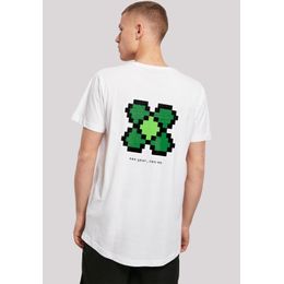 T-Shirt F4NT4STIC "Silvester Happy New Year Pixel Kleeblatt", Herren, Gr. L, weiß, Obermaterial: 100% Baumwolle, regular fit, Rundhals, ohne Bündchen, Shirts, Print