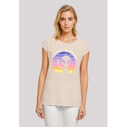 T-Shirt F4NT4STIC "Alien Peace Sunset", Damen, Gr. 4XL, wei&szlig; (sandwei&szlig;), Obermaterial: 100% Baumwolle, regular fit, Rundhals, ohne B&uuml;ndchen, Shirts T-Shirt, Premium Qualit&auml;t