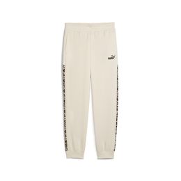 Sporthose Puma "Essentials Comfort High-Waist Jogginghose mit Animal-Print Damen", Damen, Gr. XXS, Normalgr&ouml;&szlig;en, wei&szlig; (alpine snow wei&szlig;), 68% Baumwolle, 32% Polyester, animal-print, comfort fit, Hosen Sporthose