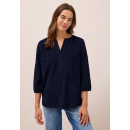 Shirtbluse Cecil, Damen, Gr. S (38), blau (urban dunkelblau), Web, 100% Baumwolle, unifarben, klassisch normal, Rundhals, B&uuml;ndchen, Blusen, aus reiner Baumwolle