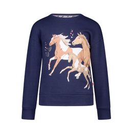 SALT & PEPPER Sweatshirt SALT AND PEPPER "Star Stable", M&auml;dchen, Gr. 116, blau, 70% Baumwolle, 30% Polyester, bedruckt, normal, Rundhals, Sweatshirts Sweatshirt, mit gro&szlig;em Pferde-Druck