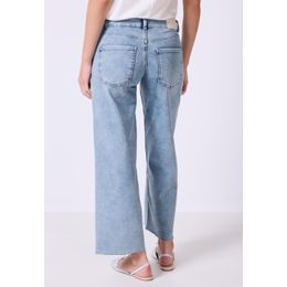 Gerade Jeans STREET ONE STUDIO, Damen, Gr. 32, Länge 28, blau (light blau wash), Jeans, 85% Baumwolle, 9% Polyester, 4% Elastomultiester, 2% Elasthan, unifarben, lang, Jeans, aus Baumwolle mit Stretchanteil