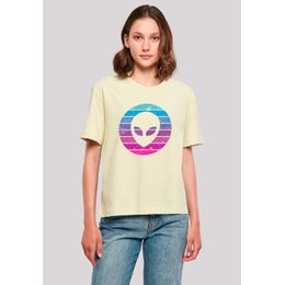 T-Shirt F4NT4STIC "Alien Kopf", Damen, Gr. L, gelb (softgelb), Obermaterial: 100% Baumwolle, oversize, Rundhals, ohne B&uuml;ndchen, Shirts T-Shirt, Premium Qualit&auml;t