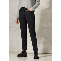 Stoffhose Cecil, Damen, Gr. L, L&auml;nge 30, schwarz, Stoff, 71% Viskose, 25% Polyamid, 4% Elasthan, unifarben, gerade lang, Hosen Stoffhose, Middle Waist