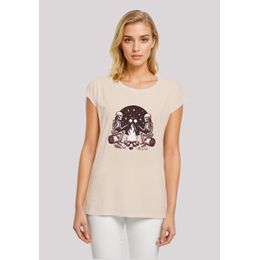 T-Shirt F4NT4STIC "Skelette Lagerfeuer Marshmallow", Damen, Gr. 4XL, wei&szlig; (sandwei&szlig;), Obermaterial: 100% Baumwolle, regular fit, Rundhals, ohne B&uuml;ndchen, Shirts T-Shirt, Premium Qualit&auml;t