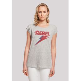 T-Shirt F4NT4STIC "David Bowie Distressed Rebel", Damen, Gr. 4XL, grau (erdgrau), Obermaterial: 100% Baumwolle, regular fit, Rundhals, ohne Bündchen, Shirts, Print