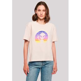 T-Shirt F4NT4STIC "Alien Peace Sunset", Damen, Gr. L, pink, Obermaterial: 100% Baumwolle, oversize, Rundhals, ohne Bündchen, Shirts, Premium Qualität