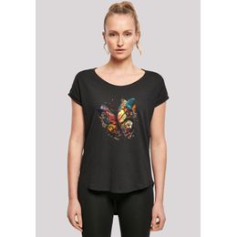 T-Shirt F4NT4STIC "Schmetterling Bunt", Damen, Gr. XS, schwarz, Obermaterial: 100% Baumwolle, regular fit, Rundhals, ohne B&uuml;ndchen, Shirts T-Shirt, Print