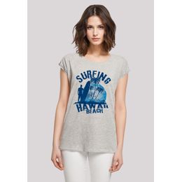 T-Shirt F4NT4STIC "Hawaii Surf Beach Summer", Damen, Gr. 4XL, grau (erdgrau), Obermaterial: 100% Baumwolle, regular fit, Rundhals, ohne B&uuml;ndchen, Shirts T-Shirt, Premium Qualit&auml;t