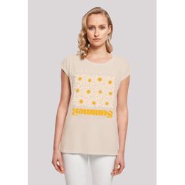 T-Shirt F4NT4STIC "Summer Sunflower", Damen, Gr. 4XL, beige (sandweiß), Obermaterial: 100% Baumwolle, regular fit, Rundhals, ohne Bündchen, Shirts T-Shirt, Print