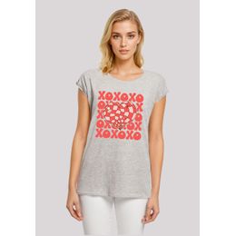 T-Shirt F4NT4STIC "XOXO Herz Love", Damen, Gr. 4XL, grau (erdgrau), Obermaterial: 100% Baumwolle, regular fit, Rundhals, ohne B&uuml;ndchen, Shirts T-Shirt, Premium Qualit&auml;t