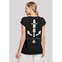 T-Shirt F4NT4STIC "Ahoi Anker Knut & Jan Hamburg", Damen, Gr. 4XL, schwarz, Obermaterial: 100% Baumwolle, regular fit, Rundhals, ohne B&uuml;ndchen, Shirts T-Shirt, Print
