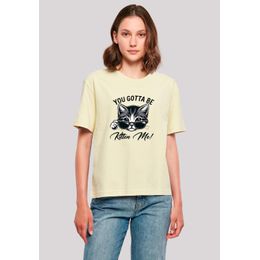 T-Shirt F4NT4STIC "Kätzchen You Gotta Be Kitten Me", Damen, Gr. L, gelb (softgelb), Obermaterial: 100% Baumwolle, oversize, Rundhals, ohne Bündchen, Shirts, Premium Qualität