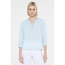 Schlupfbluse SENSES.THE LABEL, Damen, Gr. L, blau (shirt blau), Material: 100% Baumwolle, unifarben, regular fit, ohne Ausschnitt, gerader Abschluss, Blusen, mit Rückenpasse