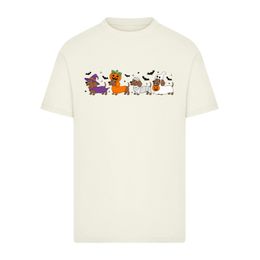 T-Shirt F4NT4STIC "Halloween Cute Dackel", Herren, Gr. L, sand, Obermaterial: 100% Baumwolle, regular fit, Rundhals, ohne Bündchen, Shirts, Premium Qualität