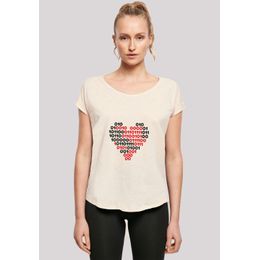 T-Shirt F4NT4STIC "I love you 01001001 Binary Code Herz Valentinstag", Damen, Gr. L, wei&szlig; (sandwei&szlig;), Obermaterial: 100% Baumwolle, regular fit, Rundhals, ohne B&uuml;ndchen, Shirts T-Shirt, Premium Qualit&auml;t