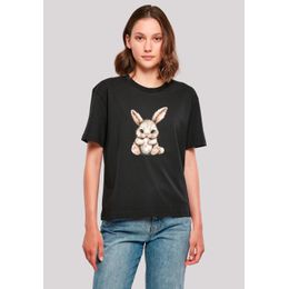 T-Shirt F4NT4STIC "Niedlicher Osterhase mit Ei", Damen, Gr. L, schwarz, Obermaterial: 100% Baumwolle, oversize, Rundhals, ohne B&uuml;ndchen, Shirts T-Shirt, Premium Qualit&auml;t